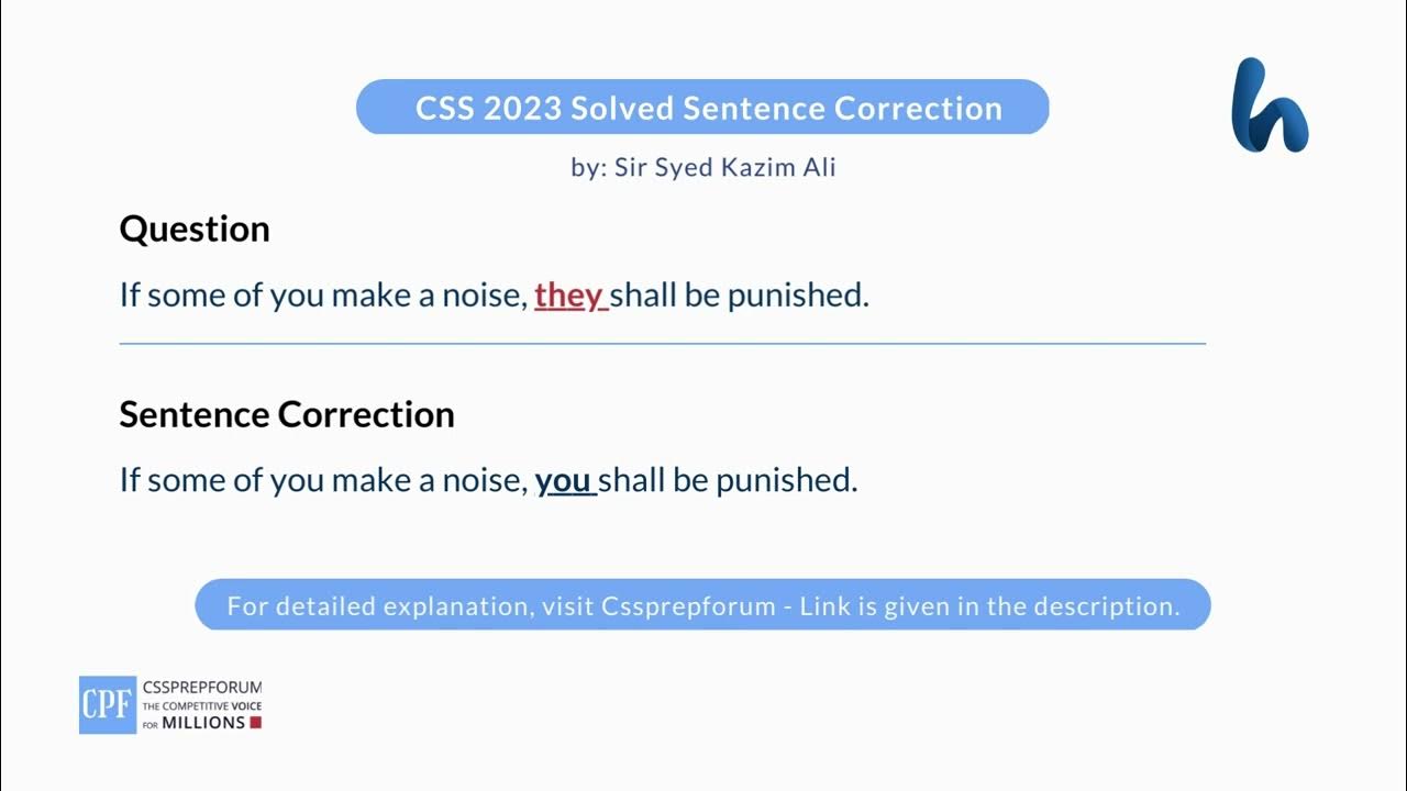 If some of you make a noise, they shall be punished. | CSS 2023 Sentence Correction - YouTube