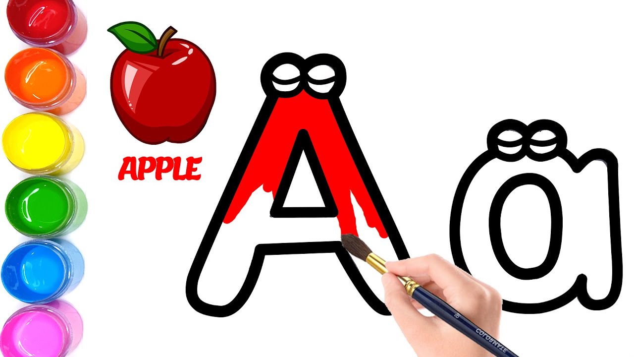 Drawing and Coloring letter A English Alphabet Drawing and Simple ...