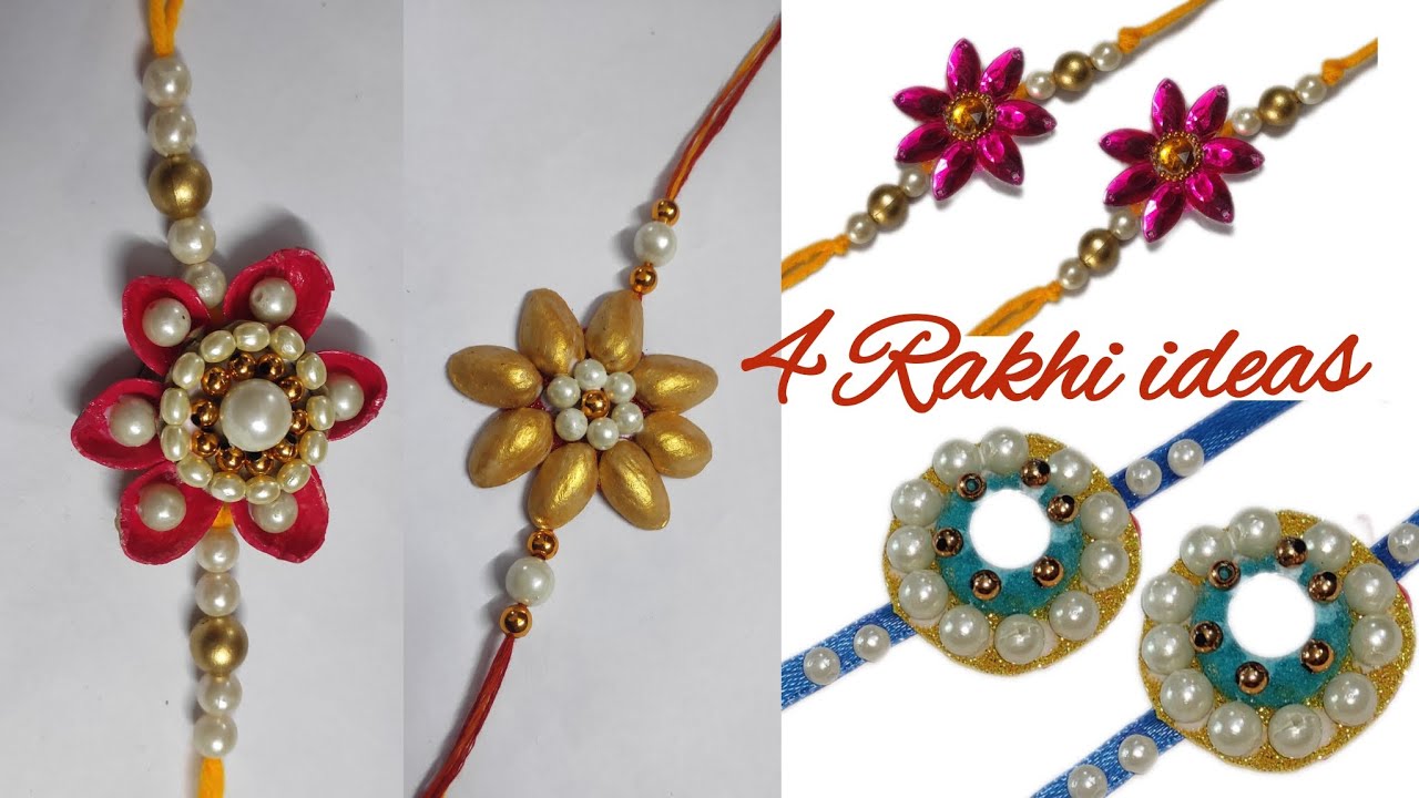 4 Easy & Beautiful Rakhi Making Idea || How to make easy rakhi || rakhi ...