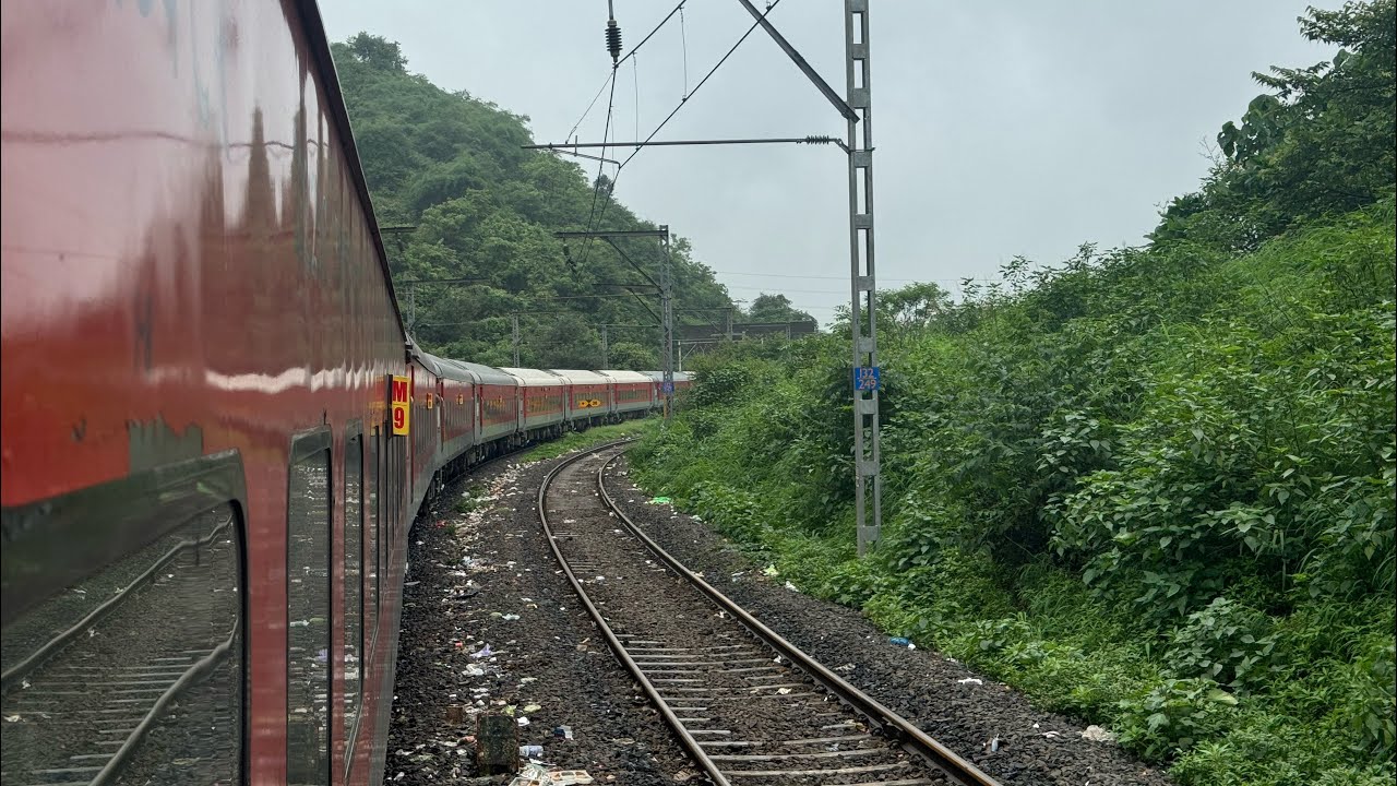 Train journey through ghats in monsoon - Sewagram Express - YouTube