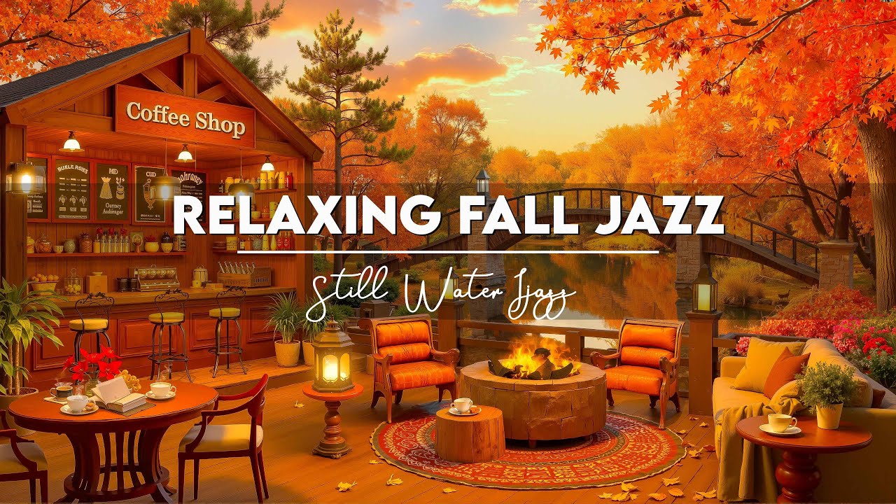 Smooth Jazz Music in Sunset Autumn Coffee Shop Porch Ambience 🍁 ...