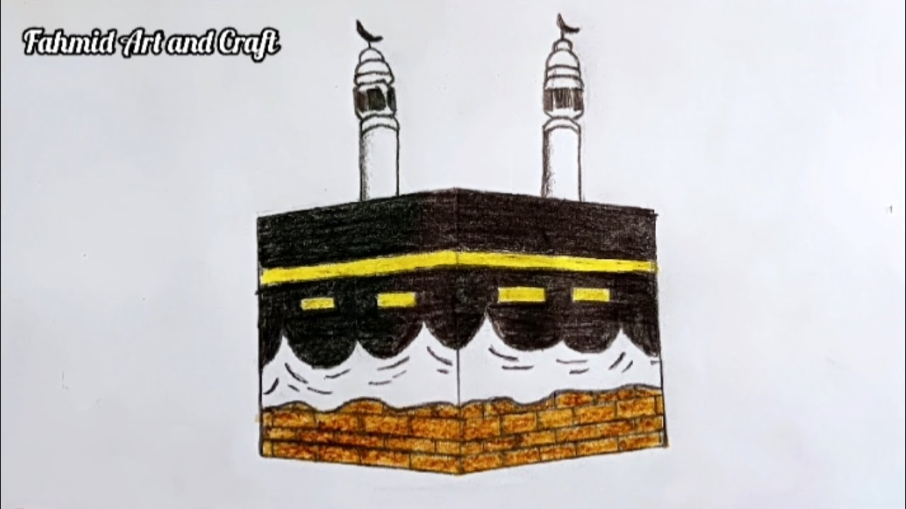 How to draw Kaaba 🕋 Kaaba drawing tutorial 🕋 Makkah drawing step by ...