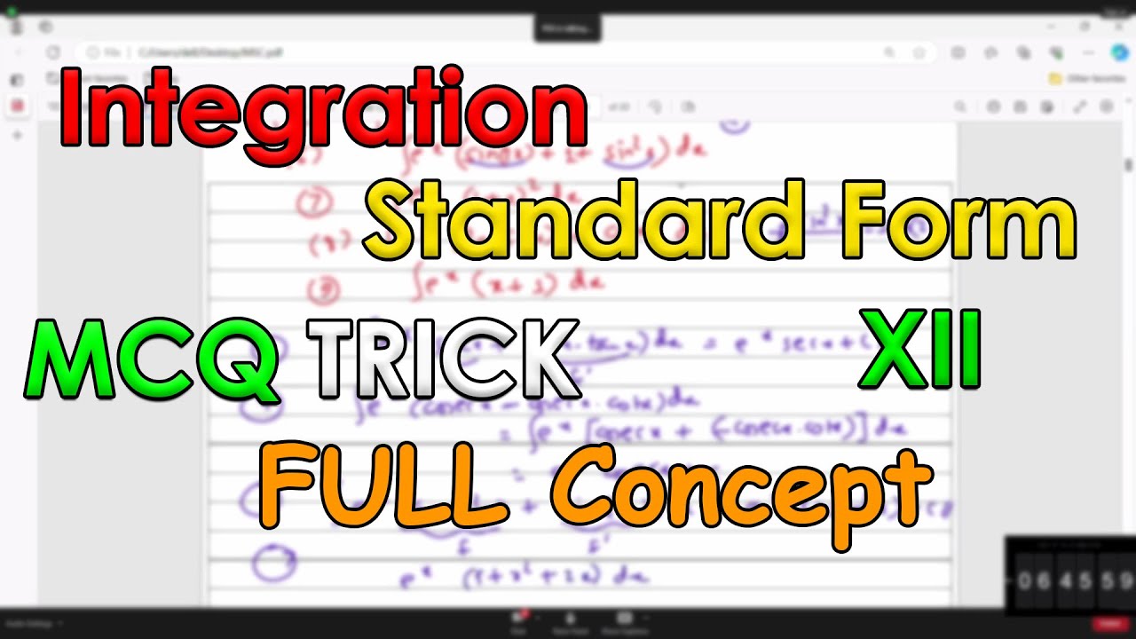 Integration Standard Form IV 🔴 || MCQ FULL CONCEPT || IOE ENTRANCE ...