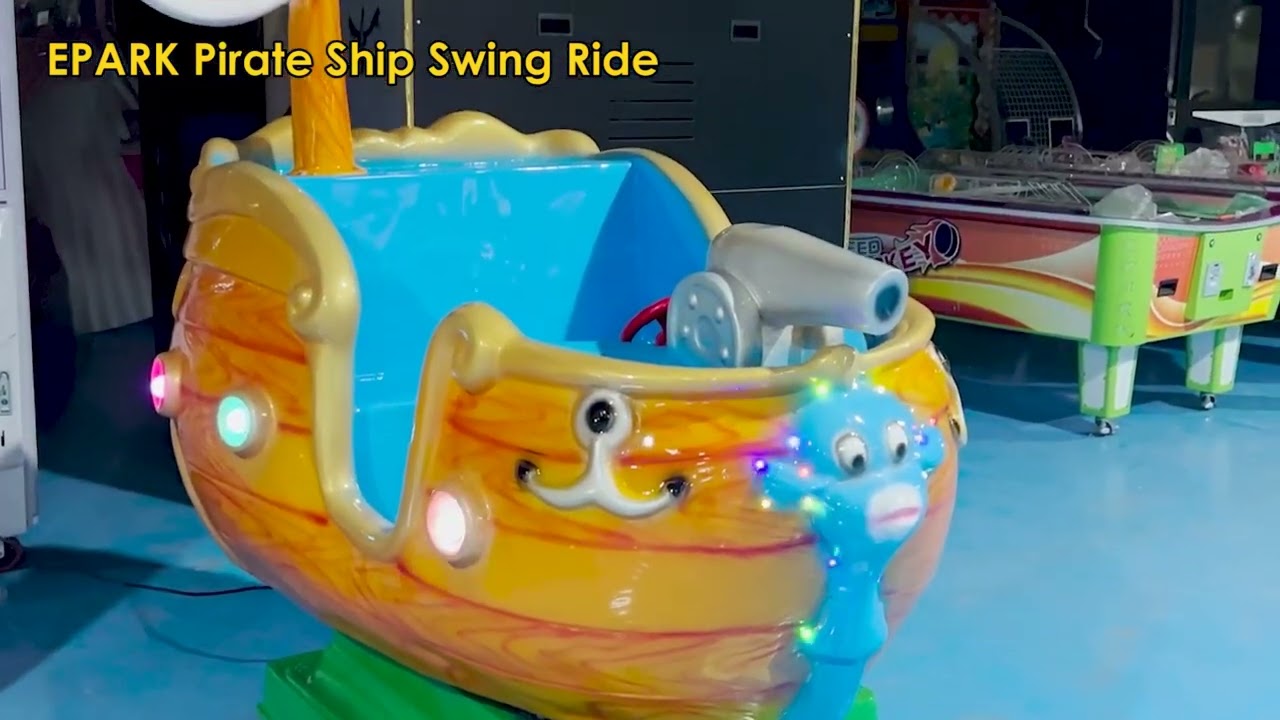 Kids Pirate Ship Swing Ride Coin Operated Fiberglass Kiddie Rides Video ...