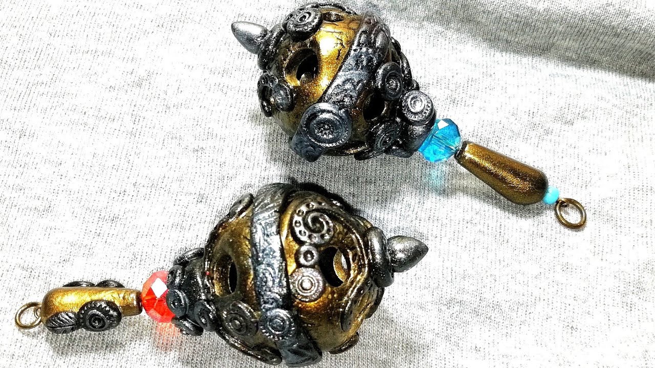 Polymer clay antique rattle pendant! Tutorial - YouTube