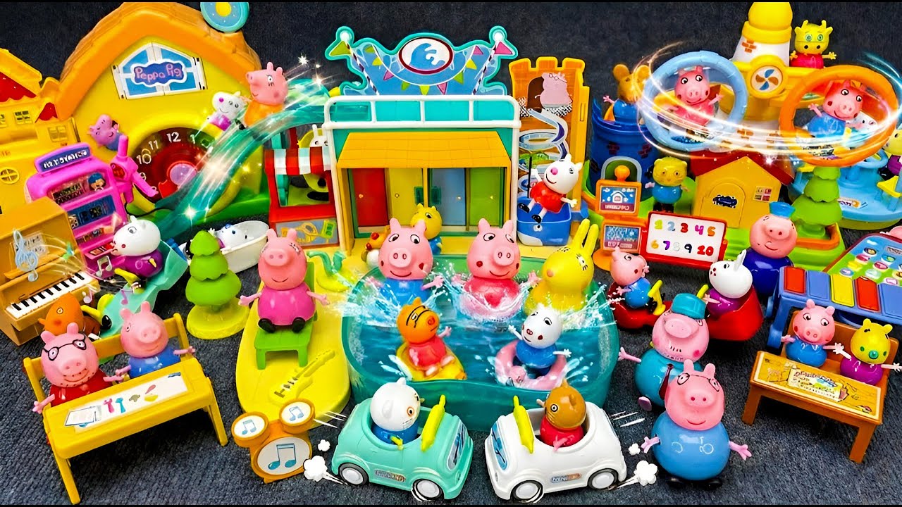 ASMR Unboxing PEPPA PIG Slide Water Park & School Toy Playset😍 ...
