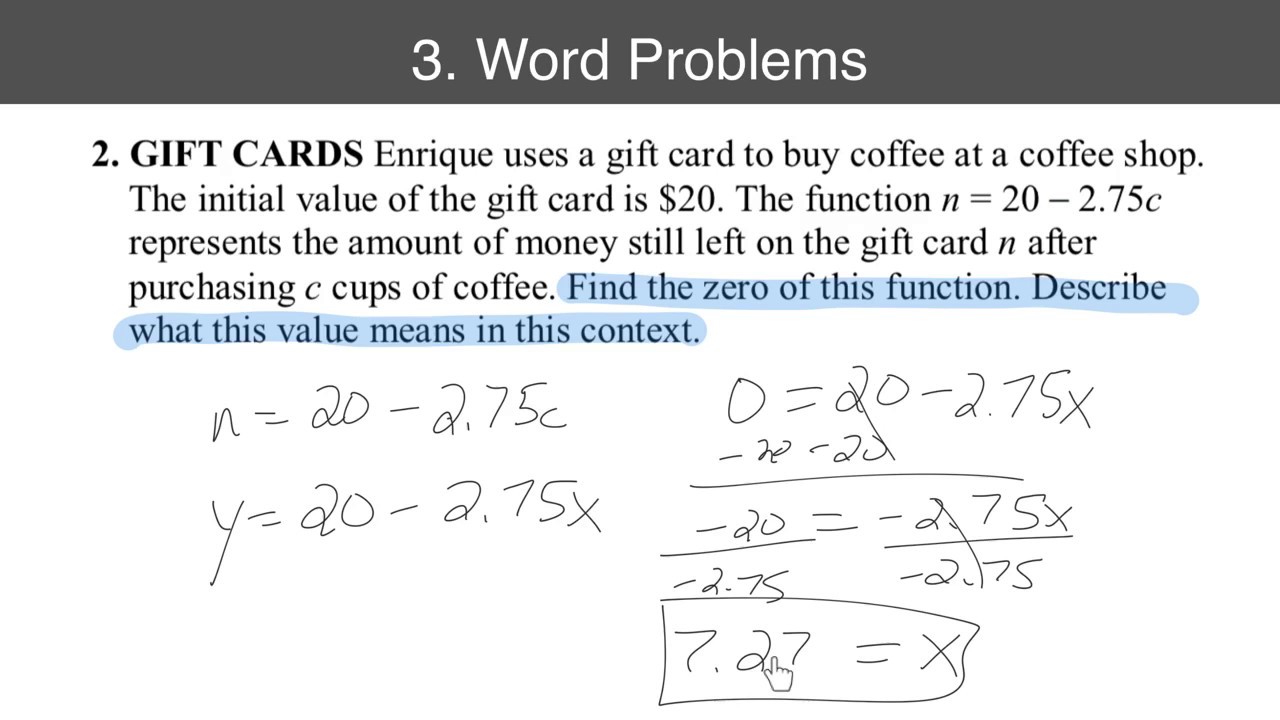 Algebra I - 3.2 Review (3. Word Problems) - YouTube