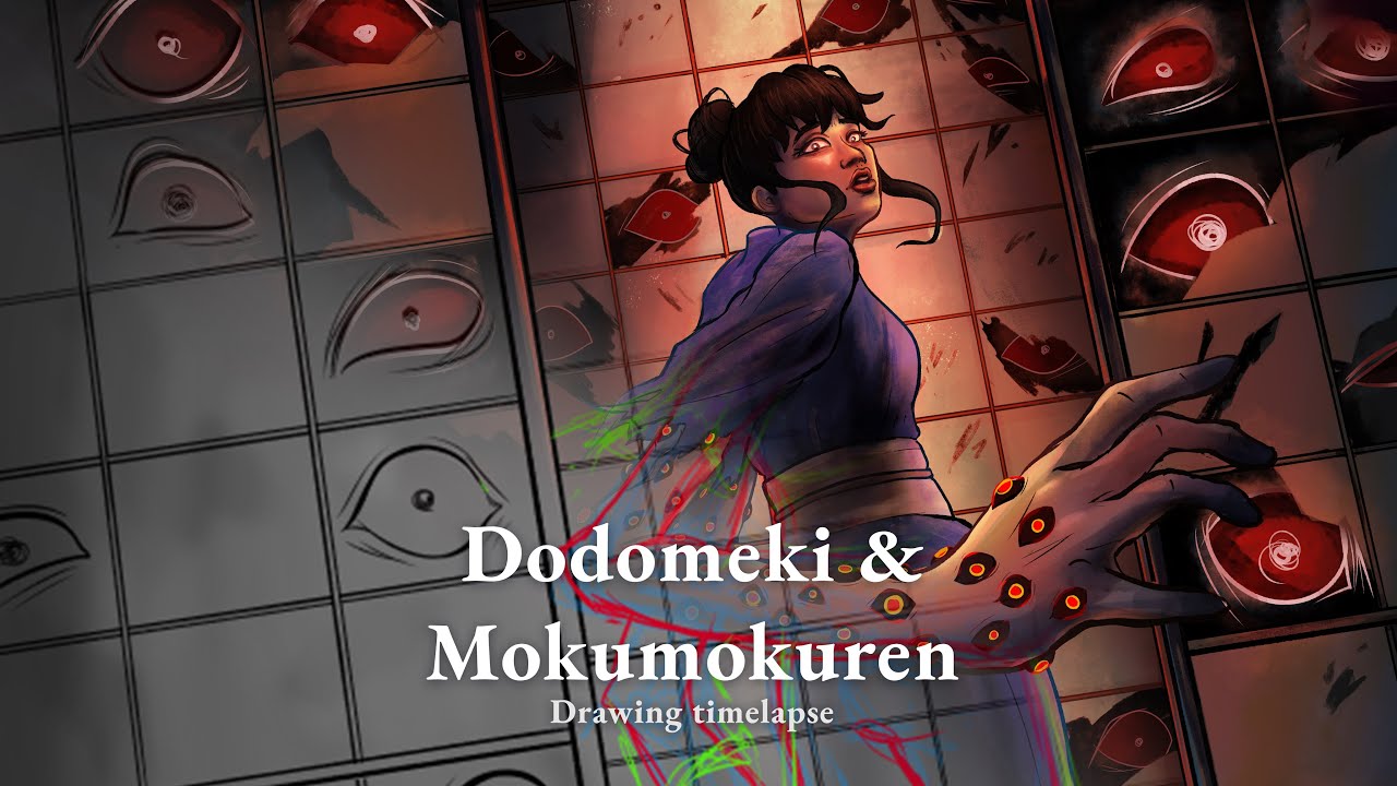 Lovely Little Yōkai || Dodomeki & Mokumokuren Illustration - YouTube