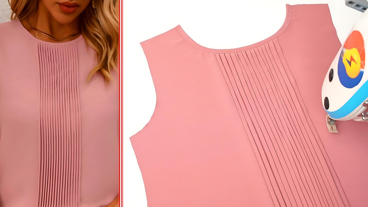 To you basic styles to cut and sew a neck design with pin tucks/Sewing ...