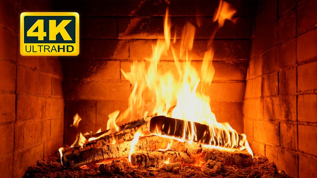 🔥 Cozy Night by the Fireplace 4K (12 HOURS). Fireplace with Burning ...
