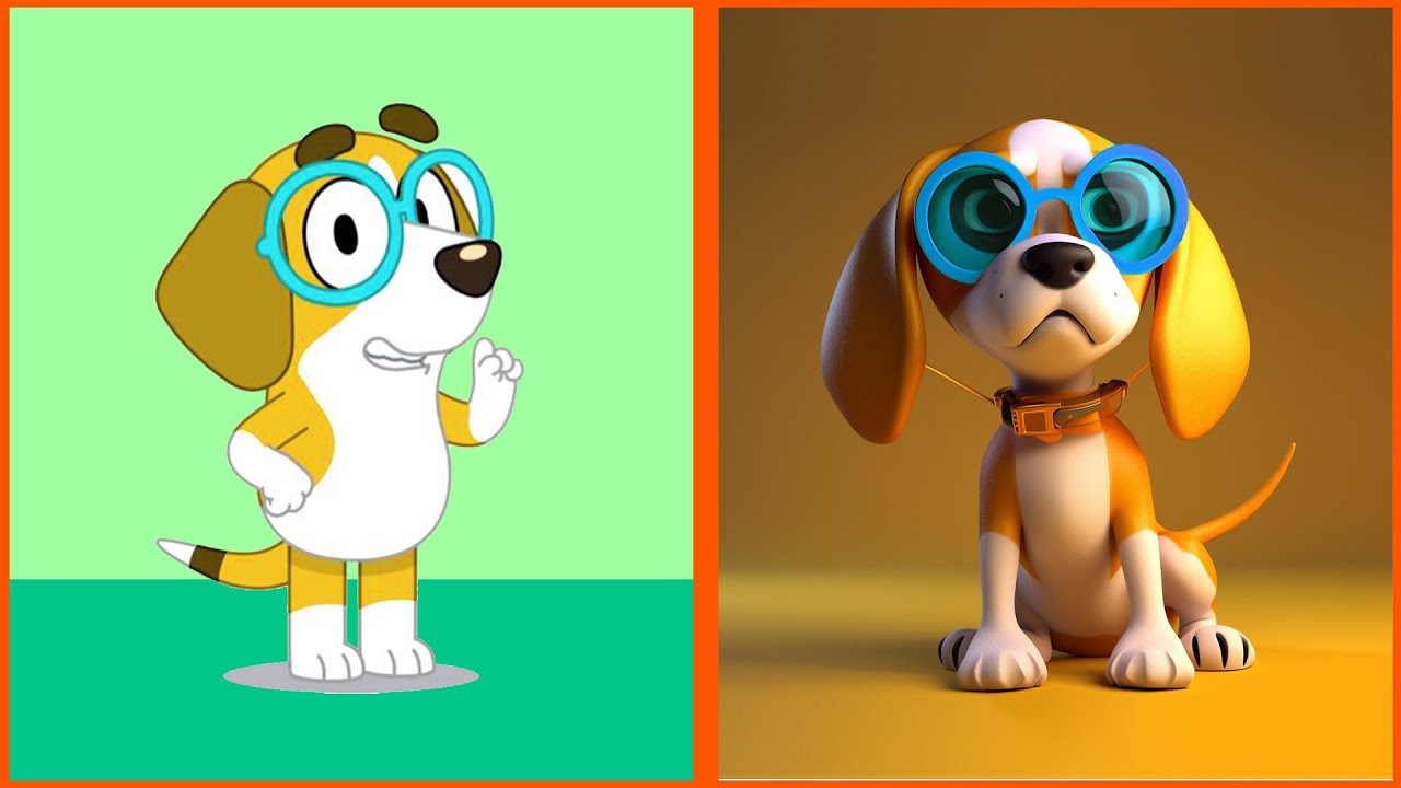 BLUEY Characters In REAL LIFE | 2023 All Characters part 1 | Different ...