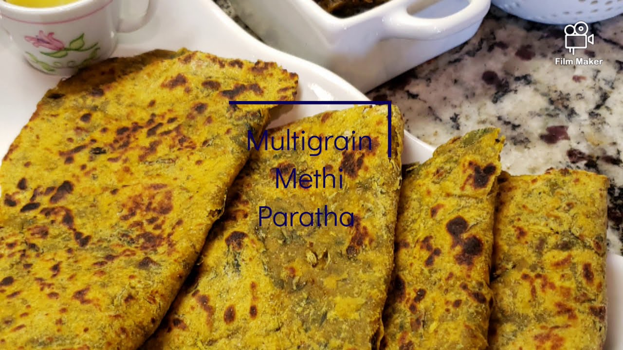 Multigrain Methi/fenugreek Thepla/Paratha (Wheat,Quinoa, flax seed,yoghurt, cream cheese,spices ...