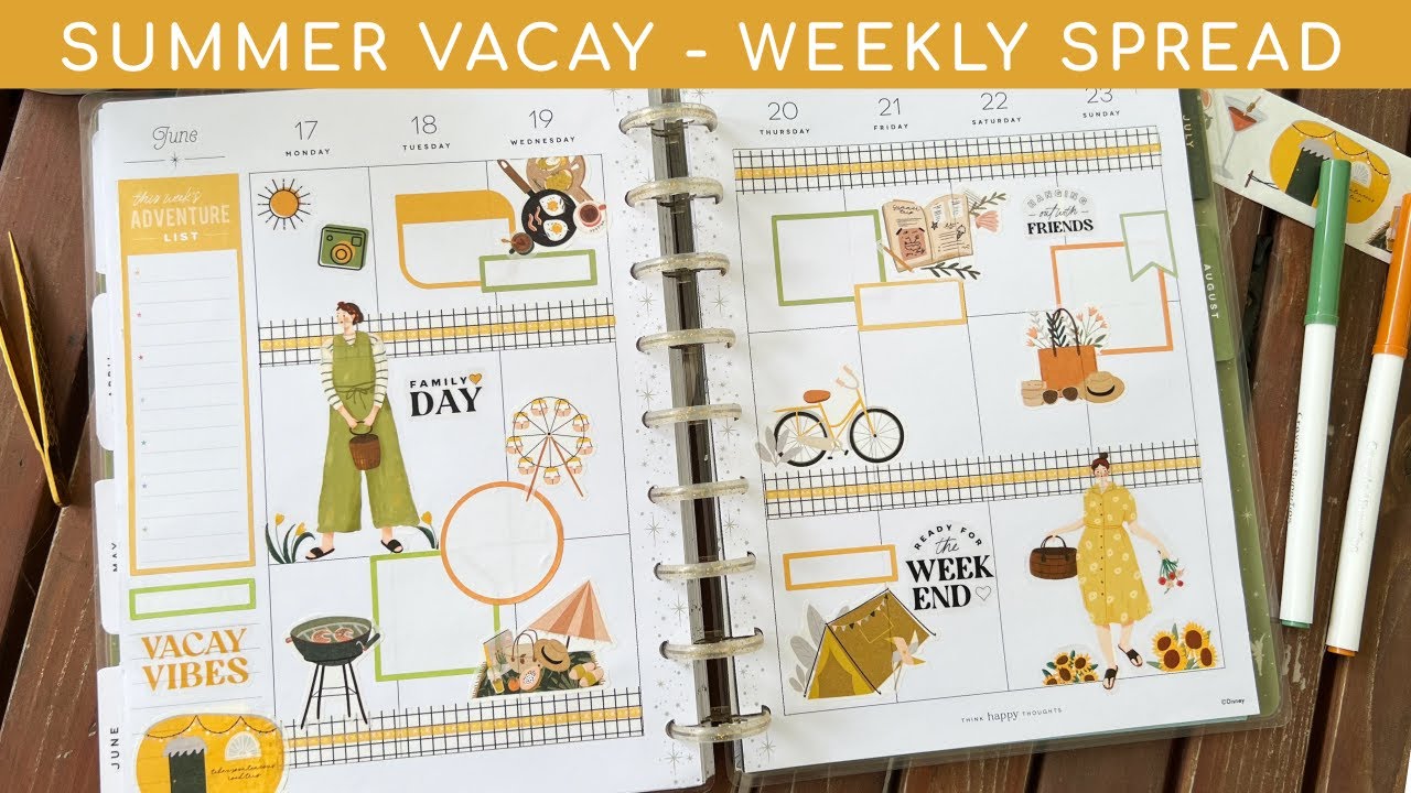 Plan with me - Summer Vacay Weekly Spread | Happy Planner - YouTube