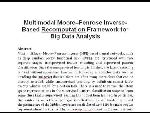 Multimodal Moore Penrose Inverse Based Recomputation Framework for Big Data Analysis - YouTube