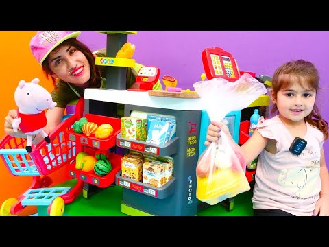 Oyuncak domuz Peppa ile markette kahvaltı alışverişi yapalım!
