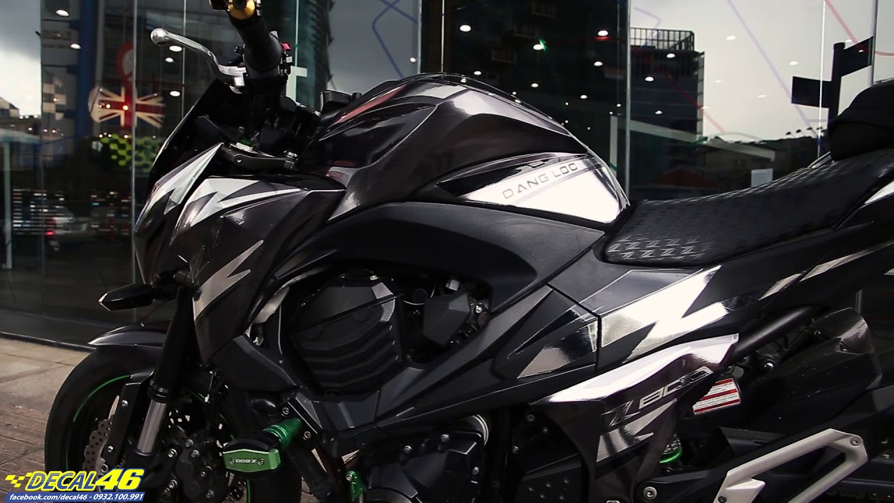 Z800 wrap đổi màu chrome đen siêu bóng và lên tem cực nầu - YouTube