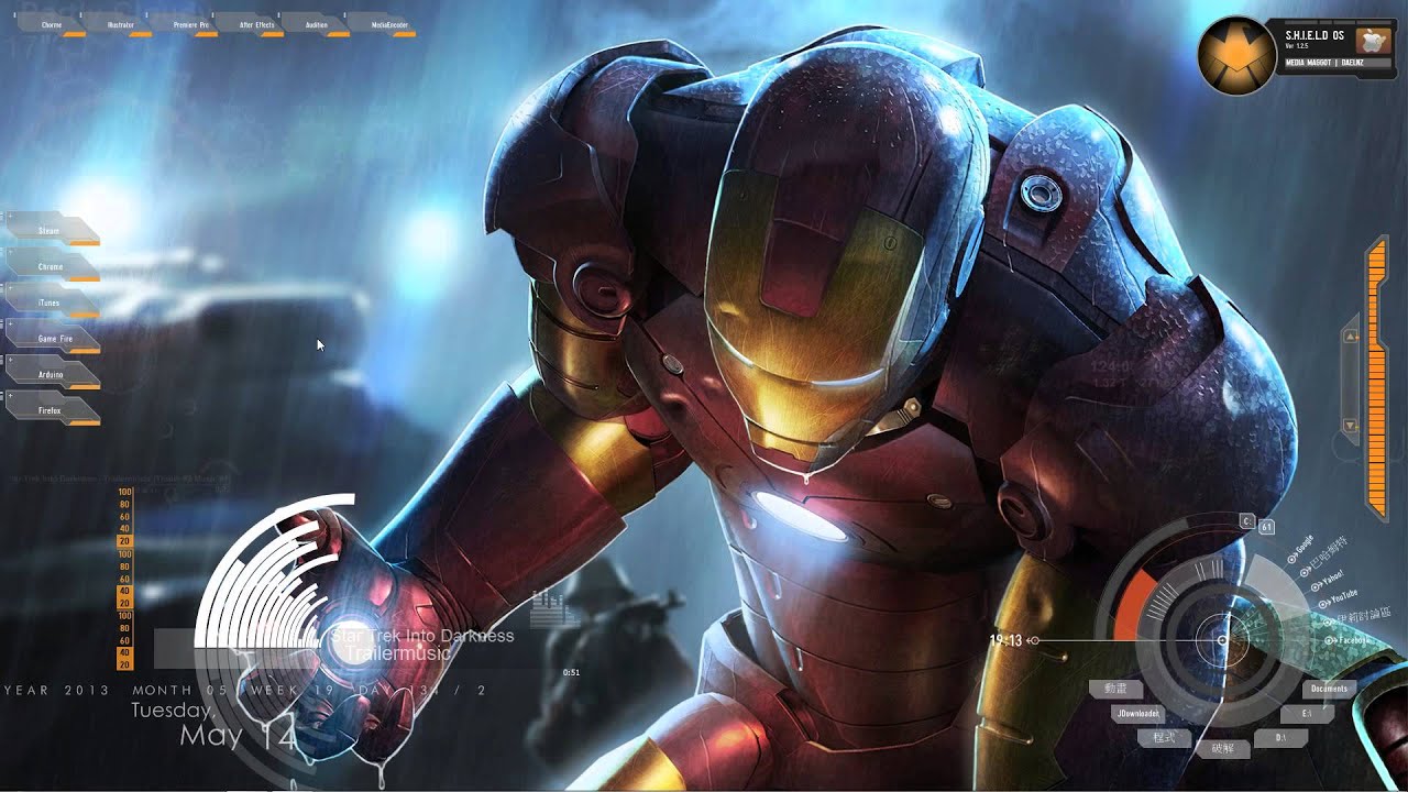 鋼鐵人桌面 使用Rainmeter+samurize circular equalizer - YouTube