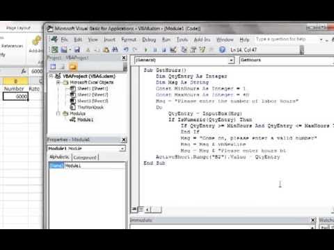 Excel 2010 VBA Tutorial 7: Validating User Input - YouTube