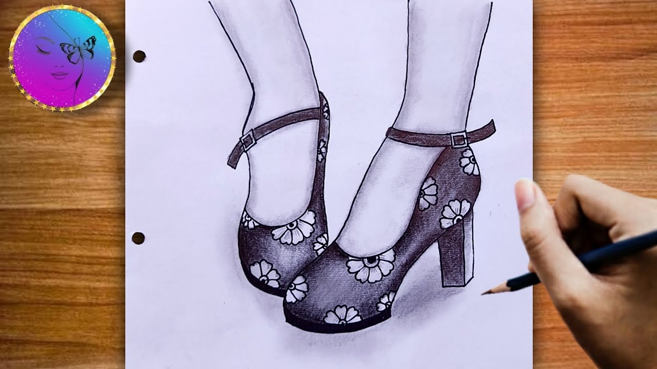 Girl sandal draw with pancil | Easy drawing step by step | sketching ...
