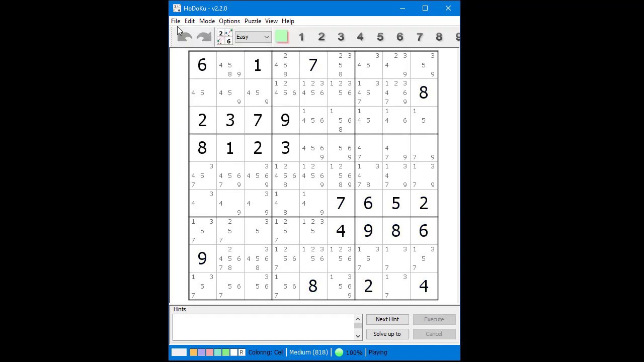 dxSudoku #22 Hodoku #2 Entering Your Own Givens, Saving and Loading ...