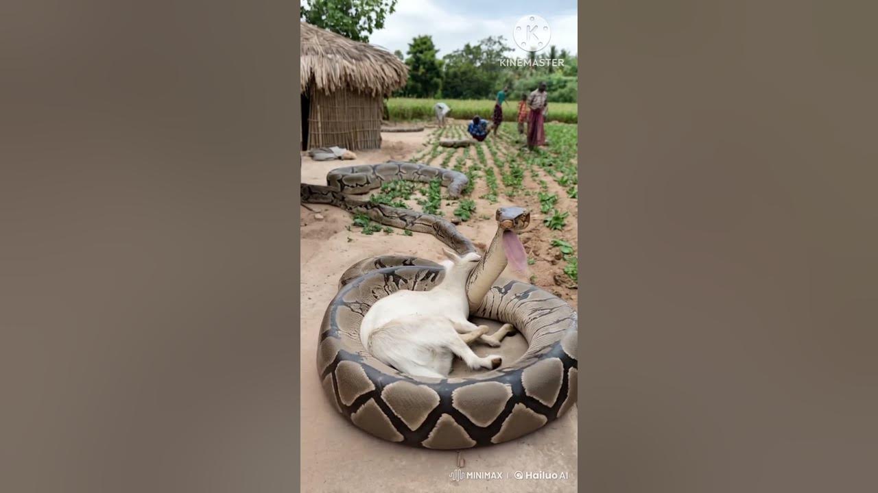 Goat trapped by python #goat #python #wildlife #wildanimals #python # ...