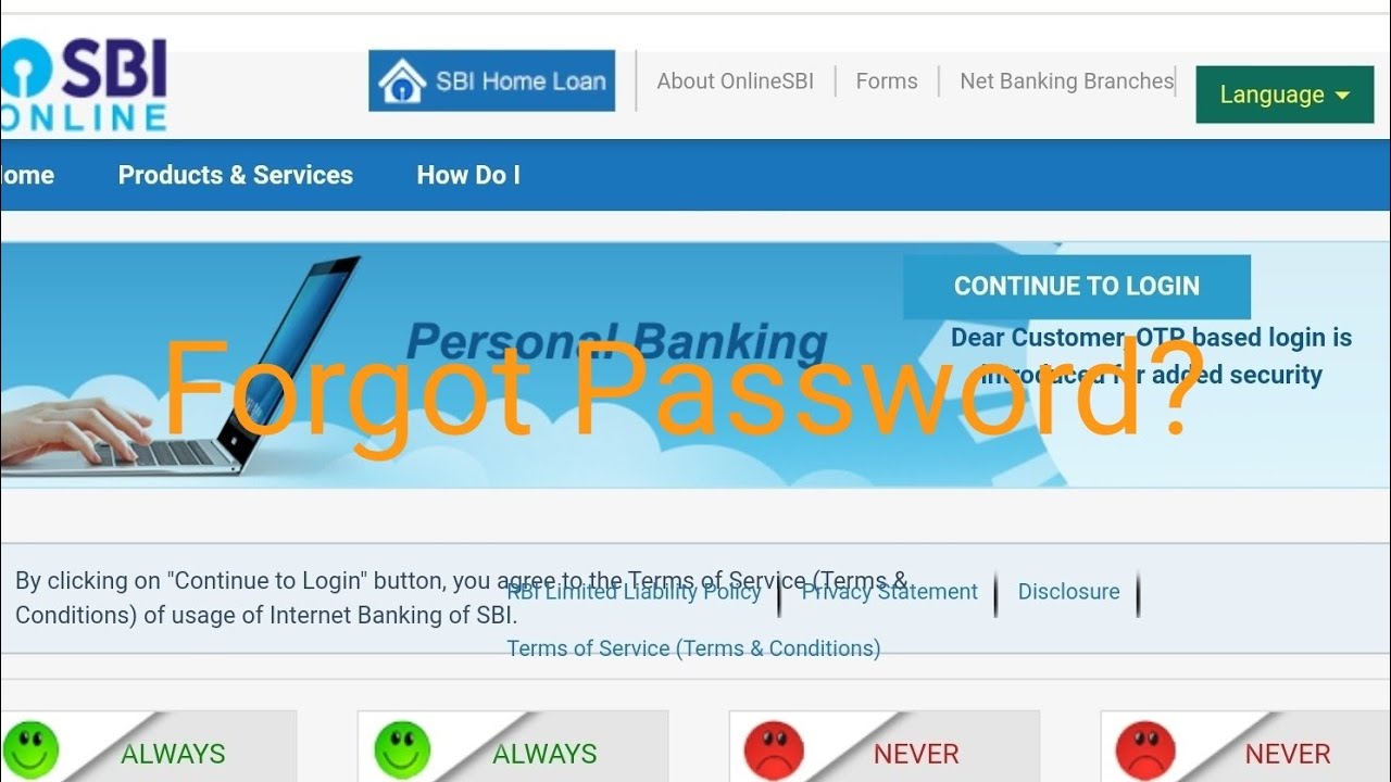 NEW PASSWORD POLICY OF SBI INTERNET BANKING / Forgot password of STATE ...