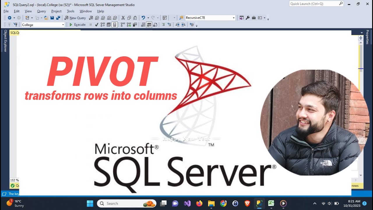16 | PIVOT in SQL Server | SQL Pivot Tutorial | How to Transform Rows ...