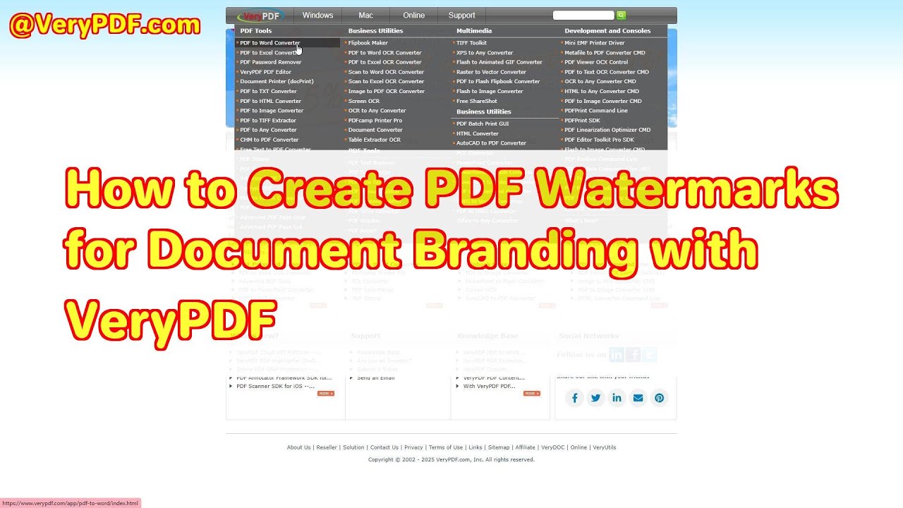 How to Create PDF Watermarks for Document Branding with VeryPDF - YouTube