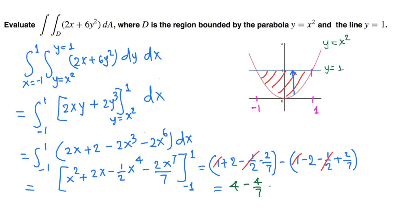 Calc III: Double Integral over general region example 1/4 - YouTube
