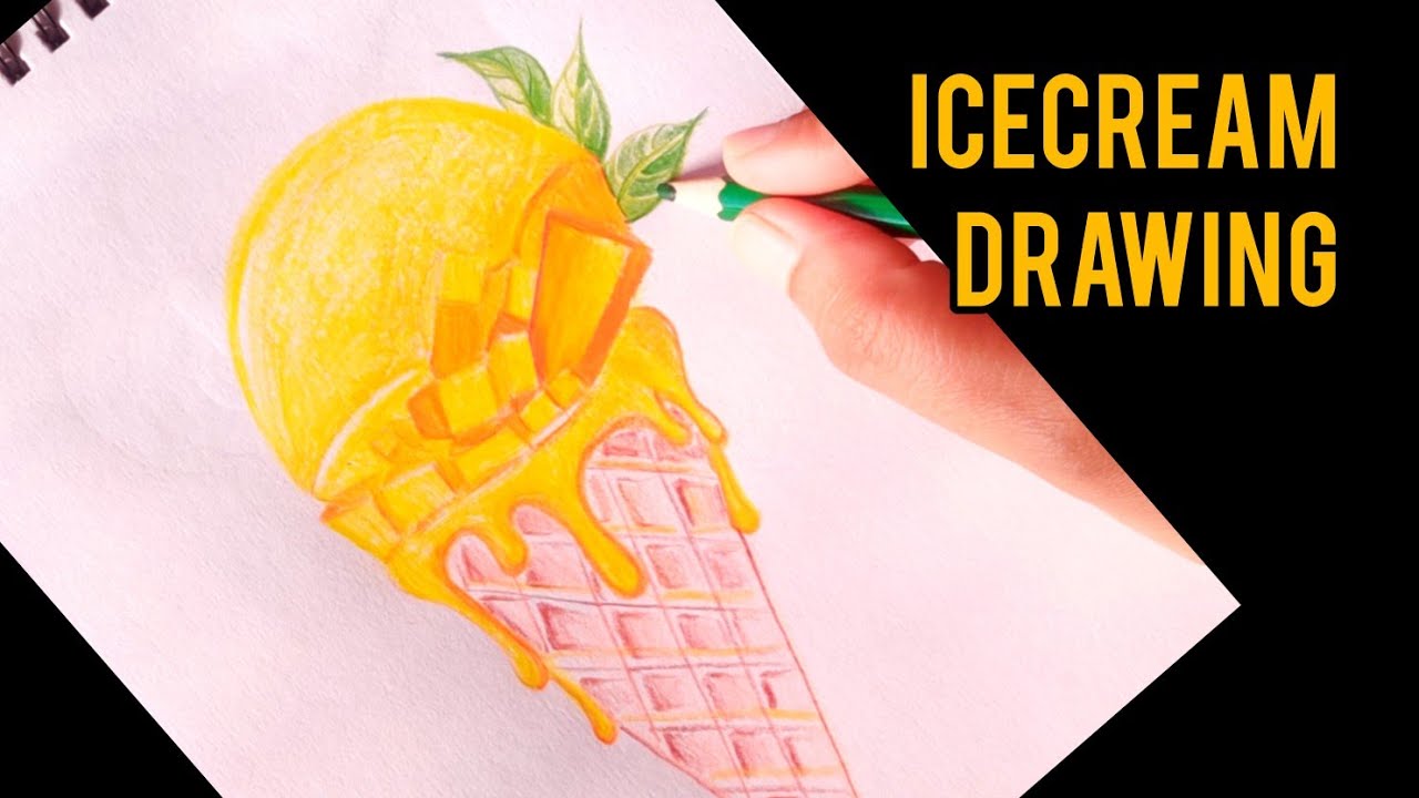 How to draw a cute & yummy Mango Ice cream easy step by step - YouTube