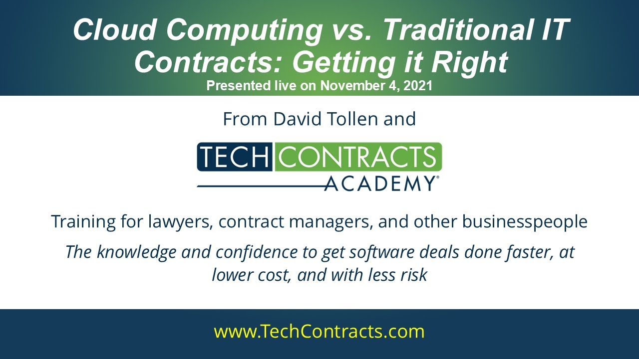 Cloud Computing vs. Traditional IT Contracts: Getting it Right ...
