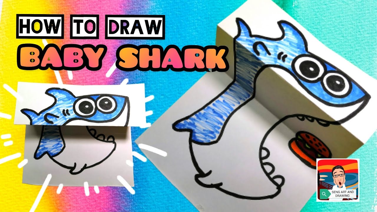 How to Draw Baby Shark Easy - FOLDING SURPRISE 鲨鱼宝宝简单绘画 - YouTube