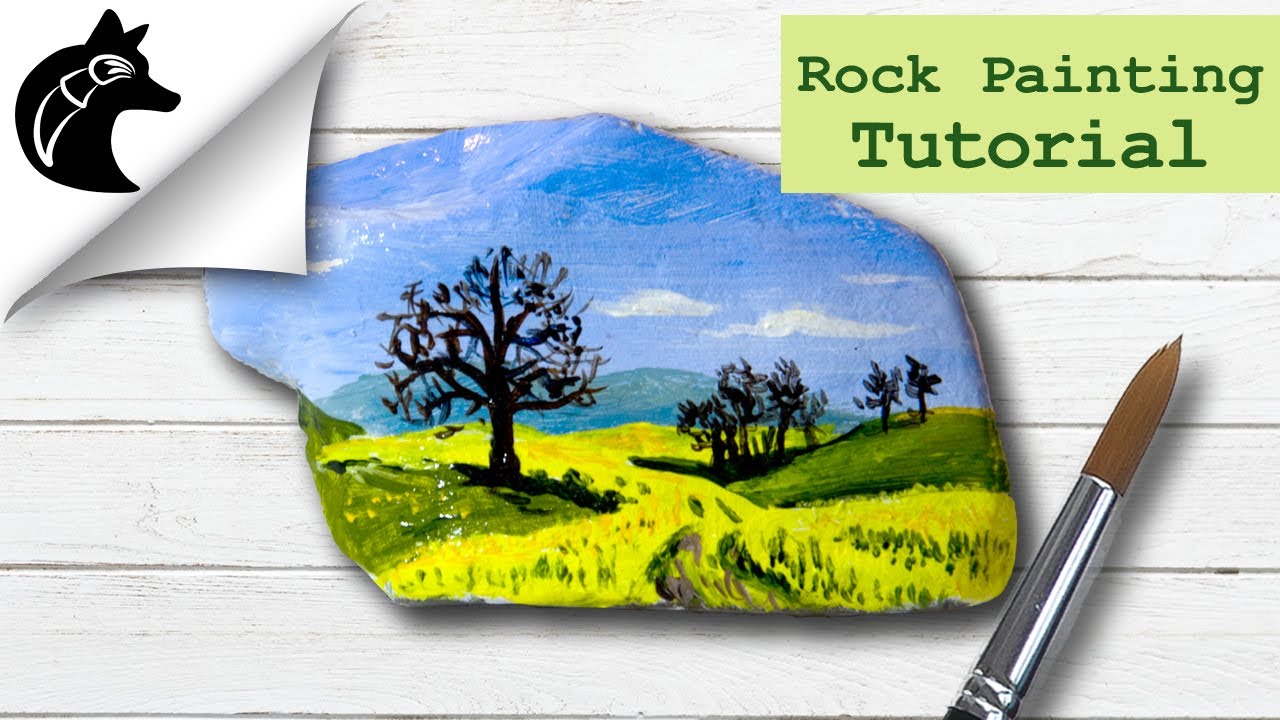 Rock Painting Tutorial For Beginners Landscape Rapeseed Field - YouTube