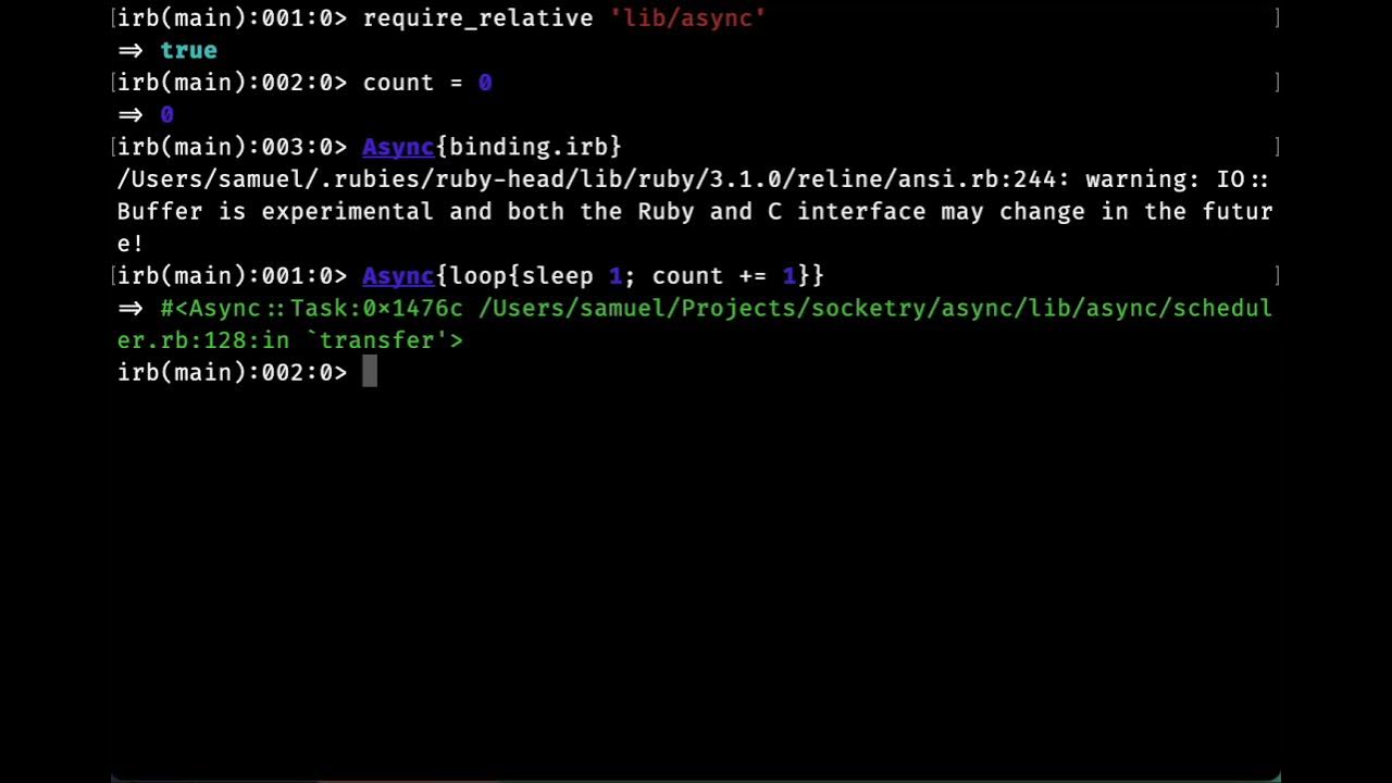 Asynchronous Interactive Ruby Irb Using The Fiber Scheduler Youtube