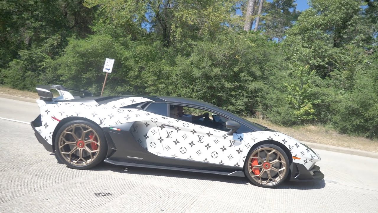 Louis Vuitton Wrap Lamborghini Aventador SVJ With Loud Exhaust - YouTube