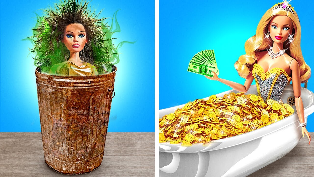 RAGS TO RICHES 💎 Broke Barbie Gets Adopted and Transformed! Glam ...