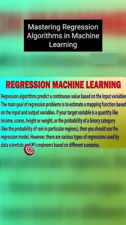 Mastering Regression Algorithms in Machine Learning - YouTube