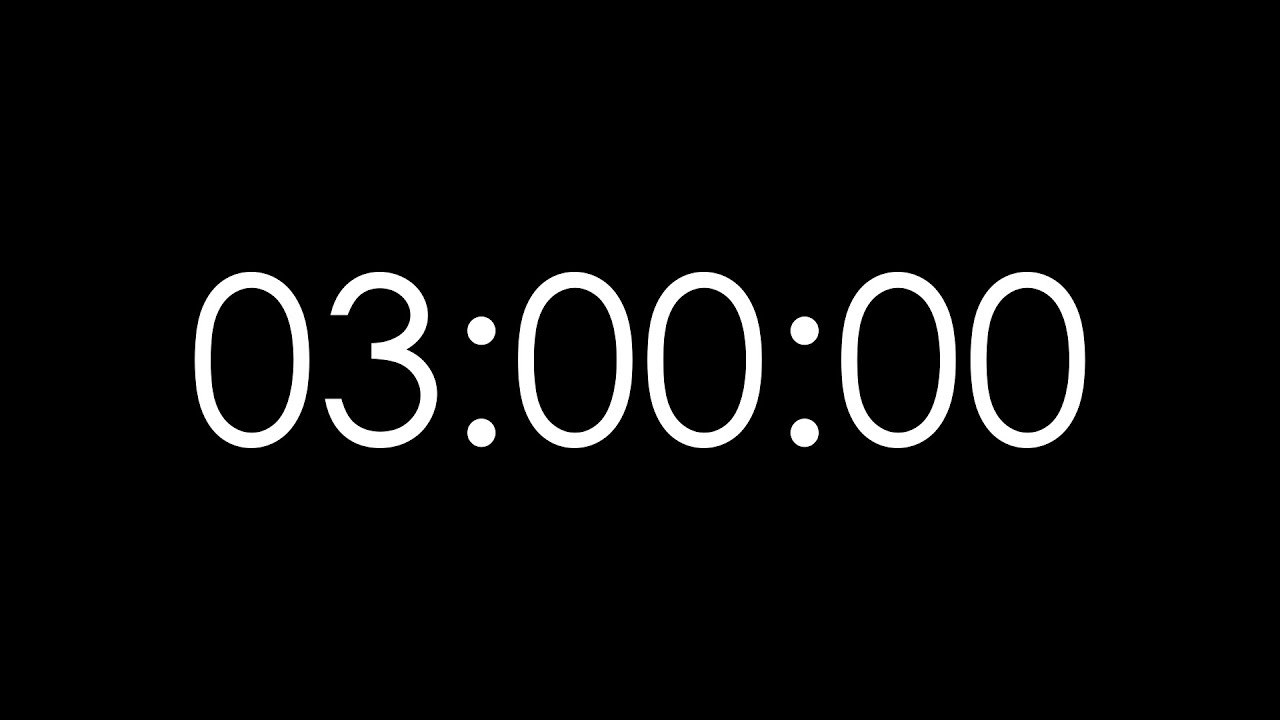 3 Hour Timer - Minimal Countdown Timer [Dark Theme] | No Music ...