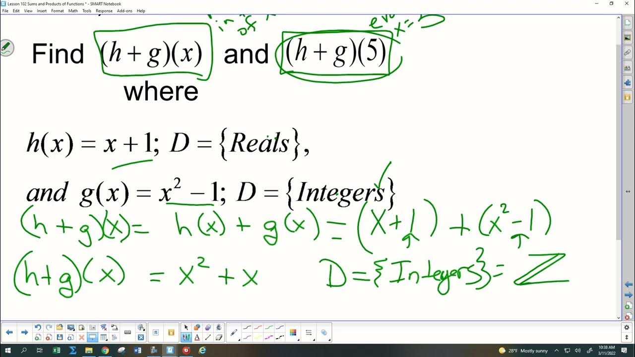 Saxon Algebra 2 Lesson 102 Sums and Products of Functions - YouTube