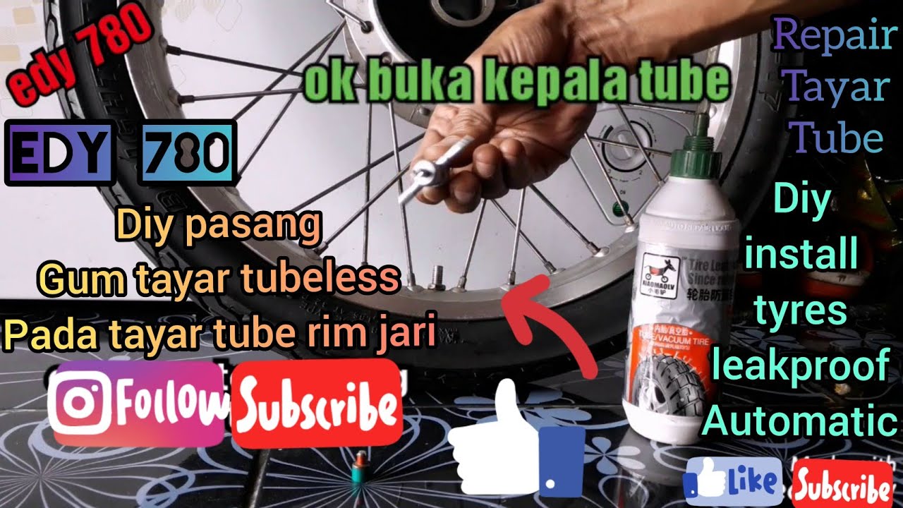 Diy gam tayar tubeless to tayar tube rim jari - YouTube