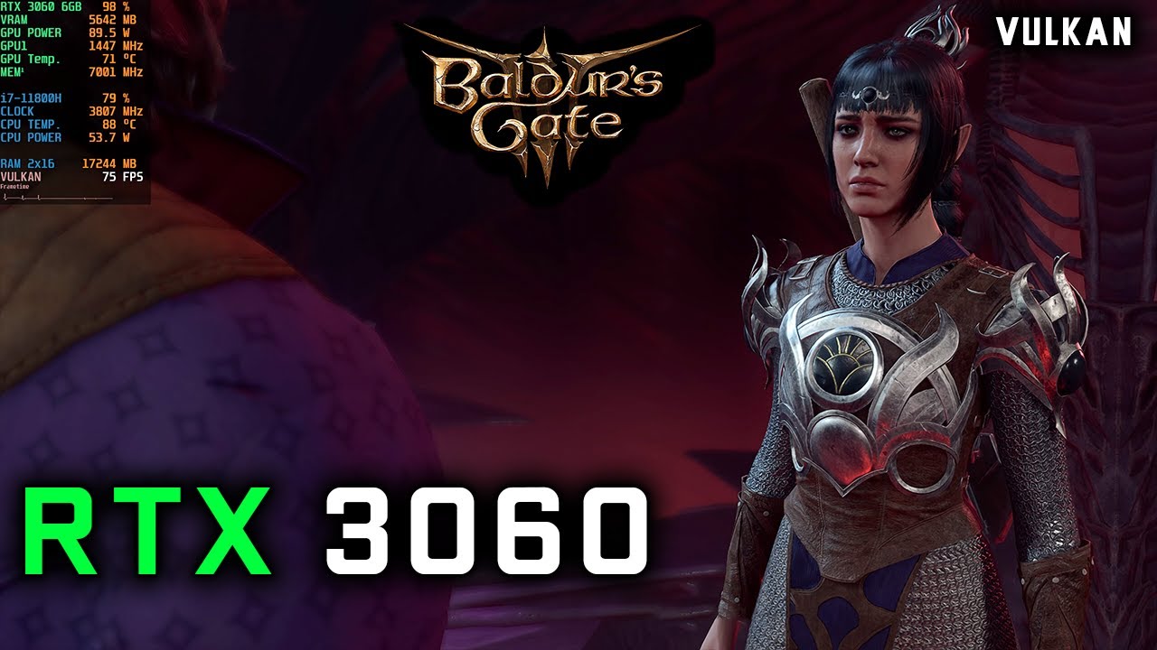 Baldur's gate 3 (Vulkan) RTX 3060 - i7 11800H - Performance FPS Test ...