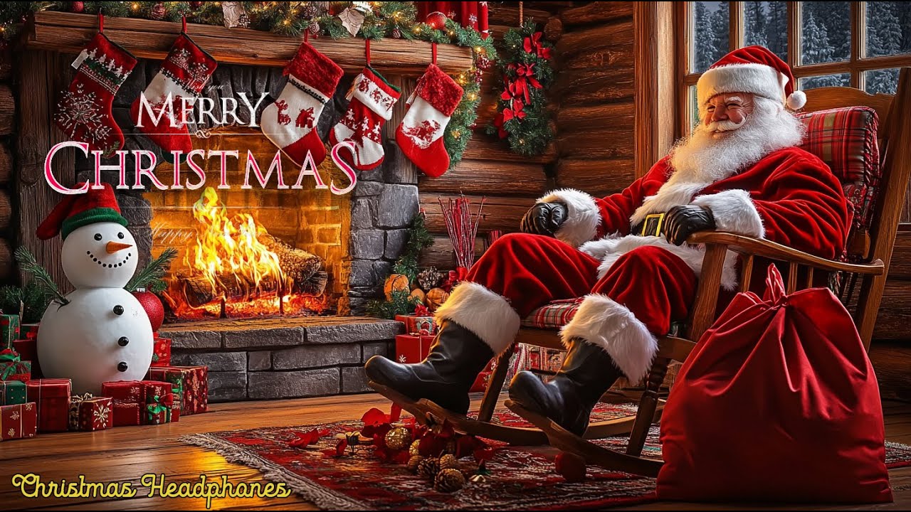 Santa Claus With Cozy Christmas Fireplace 🎅 Relaxing Instrumental ...