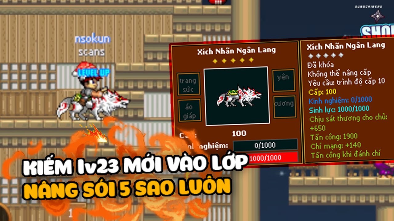 Kiếm lv23 mới vào lớp nâng luôn Sói 5 Sao | Ninja School Online - YouTube