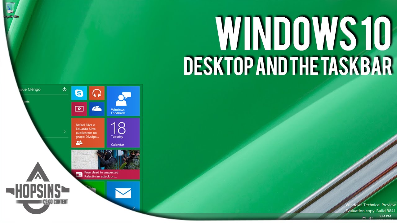 Windows 10 - Desktop and the Taskbar - YouTube