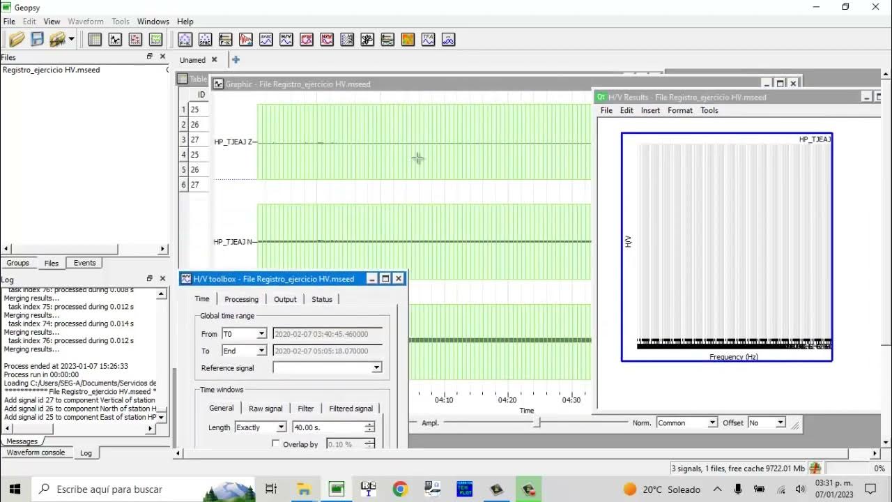 Introducción a procesado MASW y HV con Geopsy - YouTube
