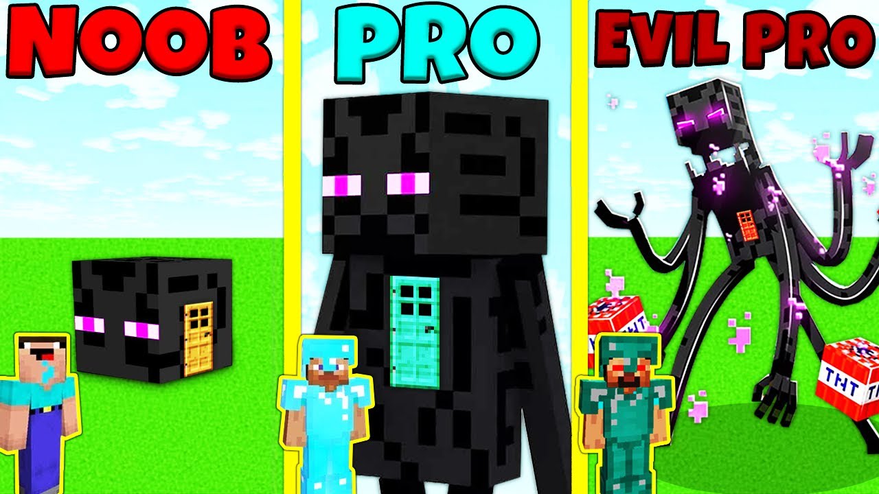 Minecraft Battle: NOOB vs PRO vs EVIL PRO: ENDERMAN HOUSE BUILD ...