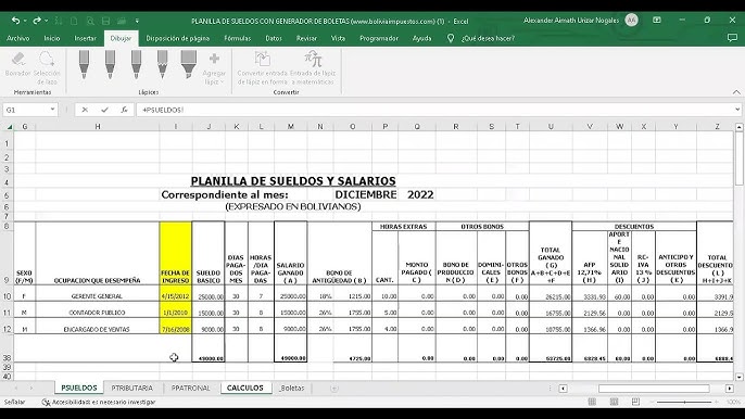 Plantilla Excel Salario