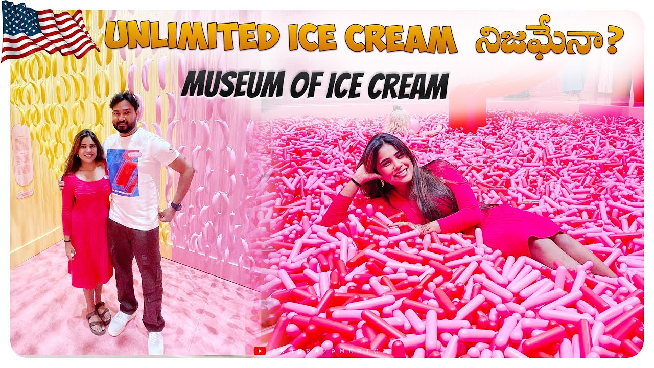 Unlimited Ice cream నిజమేనా? Museum of Ice cream | USA vlogs ...