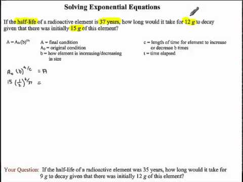 Solving Exponential Equations - Application - Half-life - YouTube