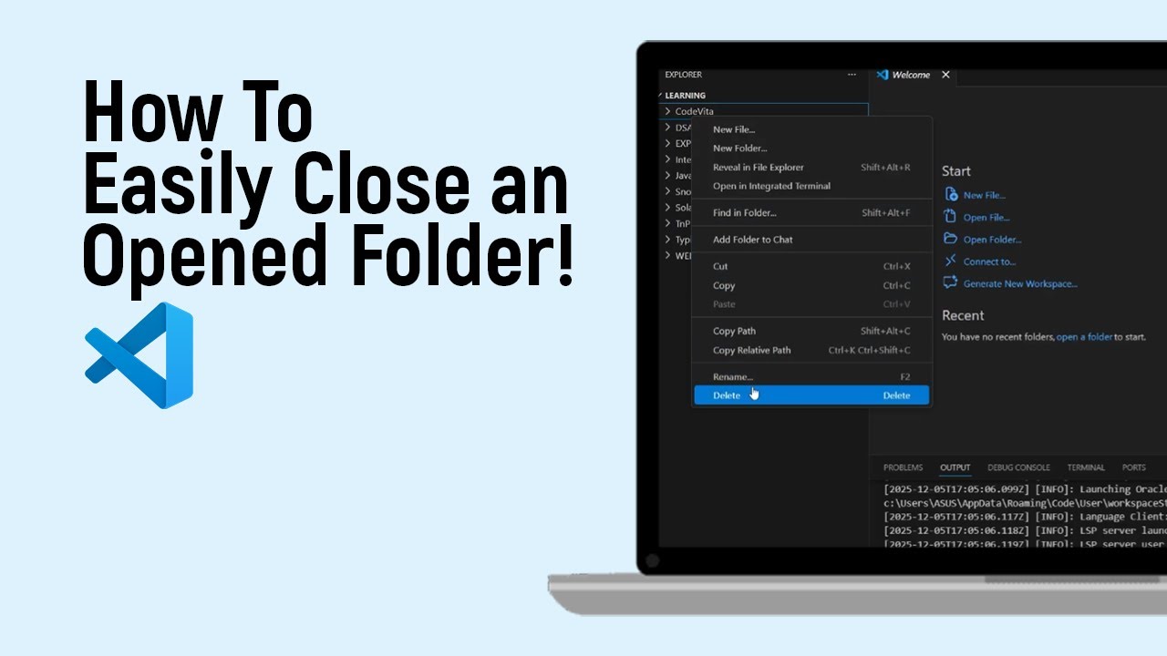 How to Easily Close an Opened Folder in VS Code [easy] - YouTube